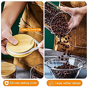 2 Pack Airtight Glass Jars with Bamboo Lid & Spoons, 19 Oz/540ML Glass Food Storage Containers Overnight Oats Containers with Lids, Decorative Kitchen Jars for Sugar, Storage,Cookie, Candy, Tea.