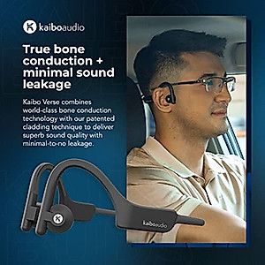 K KAIBOAUDIO Kaibo Verse - Bone Conduction Headphones - Multipoint Pairing - Open Ear Bluetooth Earphones - Water-Resistant - USB-C Quick Charging - Smart Touch Control (Midnight Black)