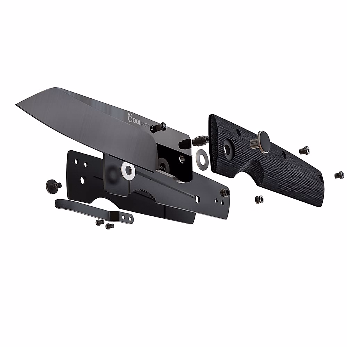 Cool Hand 3.87'' G10 Handle Folding Knife, Sheep Foot Shape Polished Black Ceramic Blade, Liner Lock Mechanism, w/Pocket Clip, EDC Pocket Knives