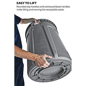 Rubbermaid Commercial Products BRUTE Heavy-Duty Trash/Garbage Can, 10-Gallon, Gray, Wastebasket for Home/Garage/Bathroom/Outdoor/Driveway, Pack of 6