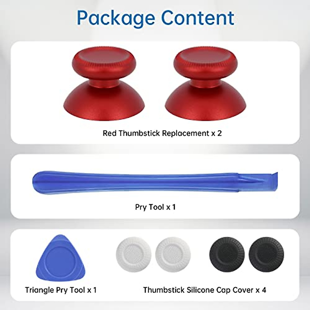 VRbrother 2Pcs Replacement Rocker Metal Analog Joystick Thumbstick Mushroom Caps Repair for Meta oculus quest 2 (red)