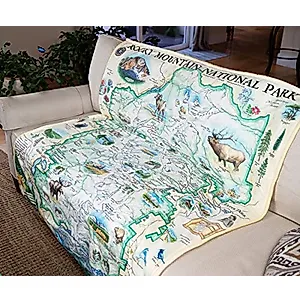 Rocky Mountain National Park Map Fleece Blanket - Hand-Drawn Original Art - Soft, Cozy, and Warm Throw Blanket for Couch - Unique Gift - 58"x 50"