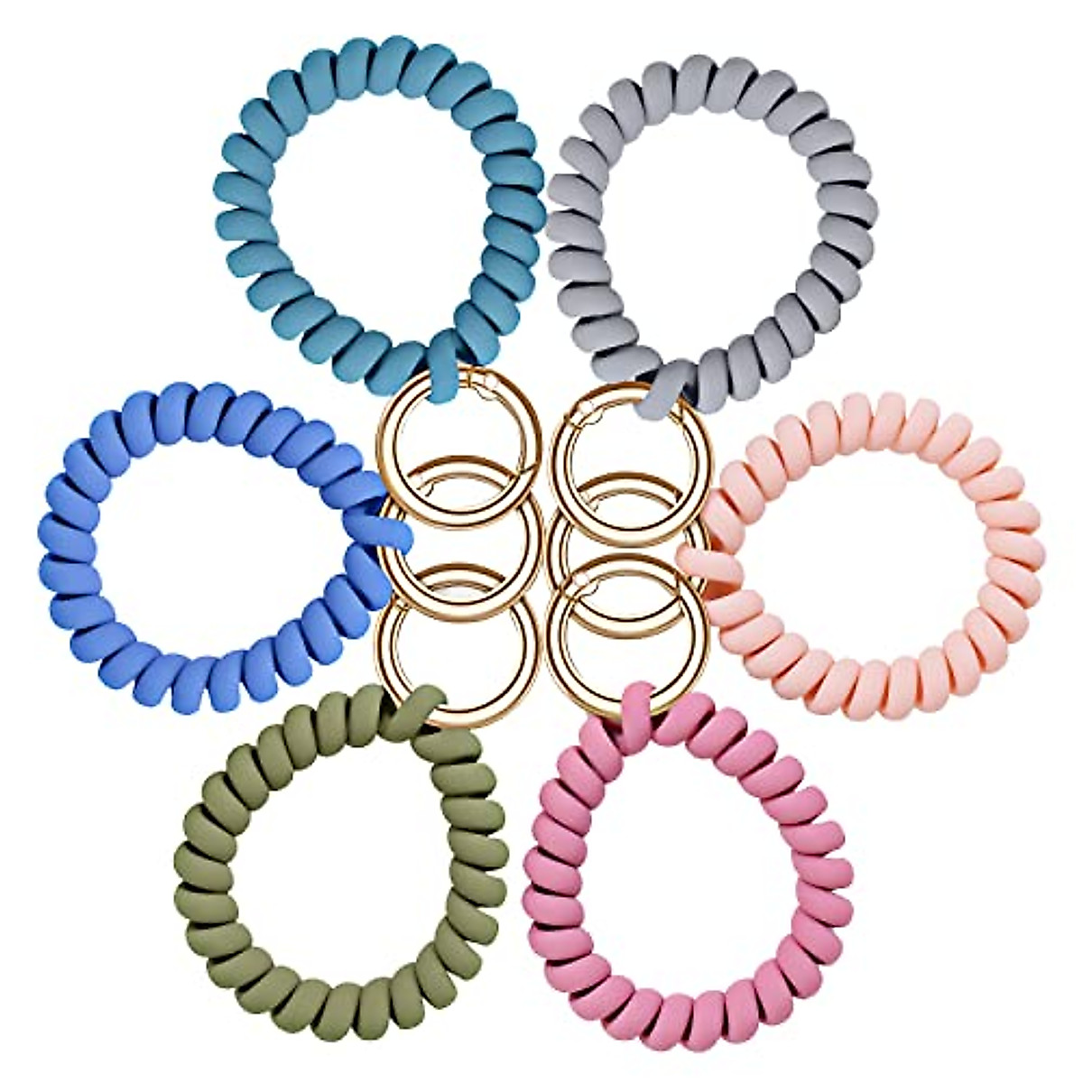 6PCS Stretchable Wristband Wristlet Keychain Wrist Key Chain Wristlet,Spring Flexible Spiral Wrist Coil ​Wrist Band Bracelet Key Holder Spring O Ring for Sauna Gym Pool ID Badge and Outdoor Sports