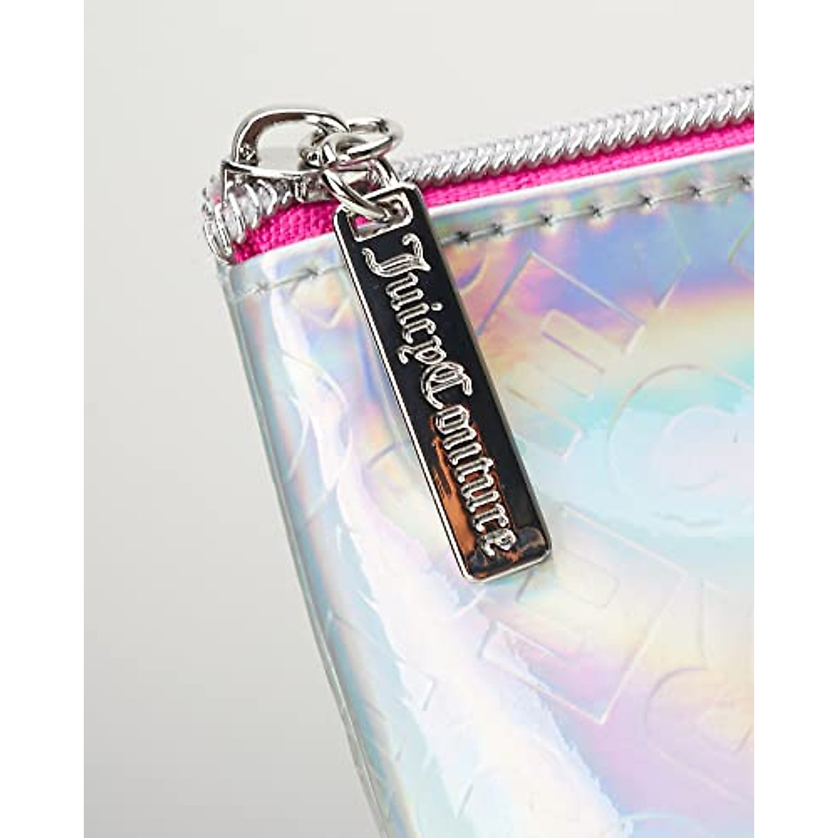 Juicy Couture Women's Cosmetics Bag - Travel Makeup and Toiletries Top Zip Wedge Pouch, Size One Size, Metallic