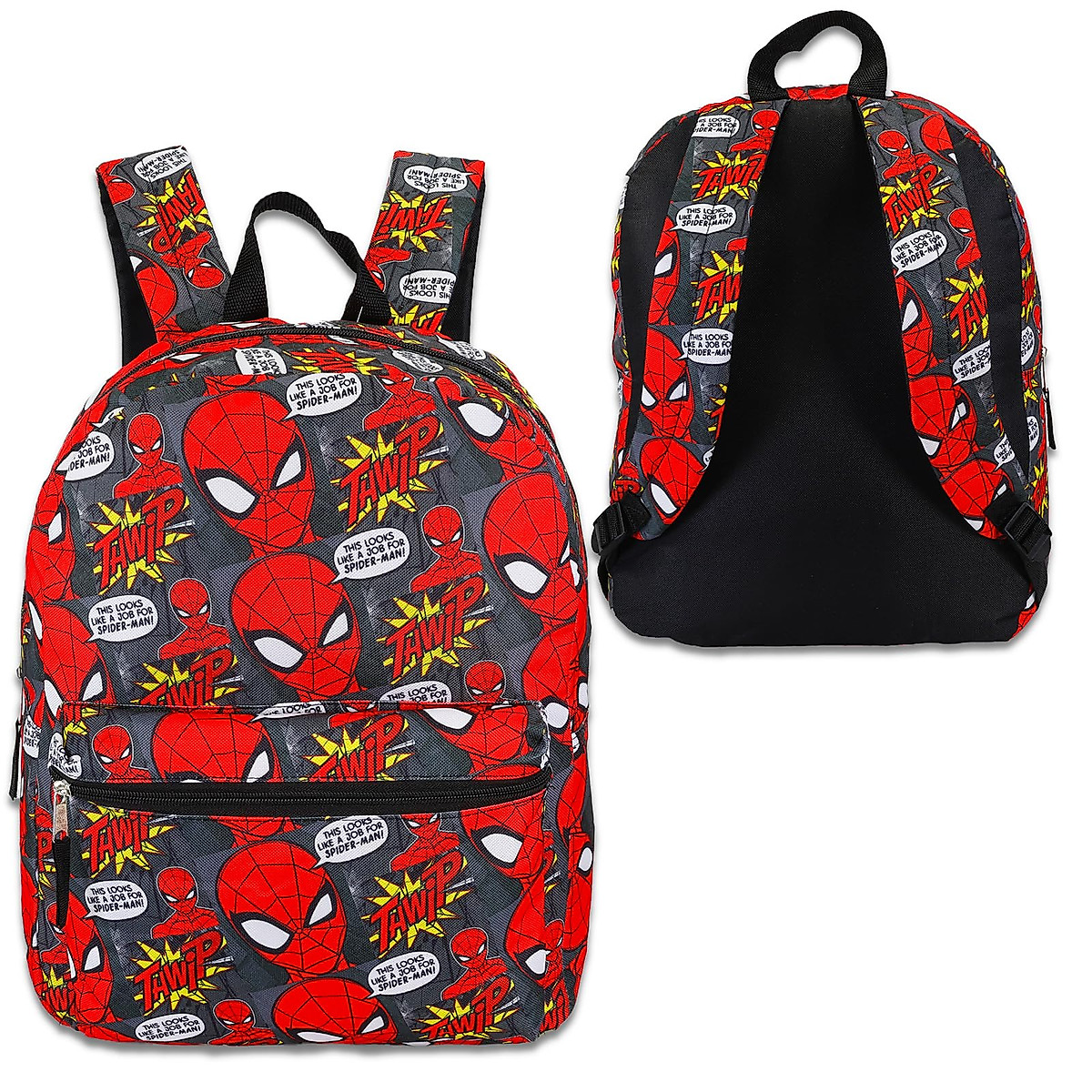 Marvel Shop Spiderman Backpack for Boys 7-8 Set - 16'' Inch Spiderman School Backpack for Boys 7-8 Bundle with Stickers, More | Spiderman Backpack for Kids