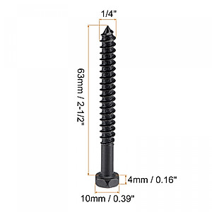 uxcell Hex Lag Screws 1/4" x 2-1/2" Carbon Steel Phillips Head Half Thread Self-Tapping Bolts for Deck Building or Joining Lumber 10pcs