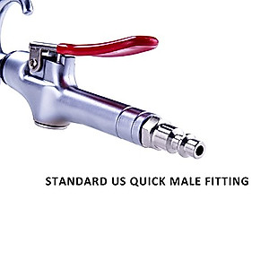 High Volume Powerful Industrial Air Blow Gun, 17-26 Inch Extensible Stainless Steel Air Flow Nozzle, Pneumatic Air Compressor Accessories Tool, Extended Dust Air Blower Gun with 360 Degree Swivel Hook