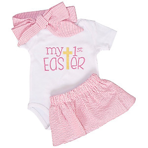 Unique Baby Girls My 1st Easter Skirt Layette Set (6 Months)