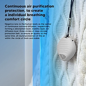 Zerodis Air Purifier Necklace, 5V Portable Ionizer Rechargeable Ion Air Purifier Simple to Use Air Filter Device Necklace Purifier for Home Car with USB Cable 2x2x0.6inch