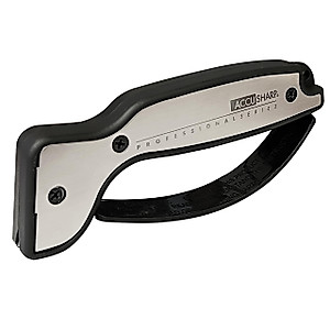 AccuSharp Knife Sharpener, Ergonomic Comfortable Handle, Compact & Easy to Use, Restore and Hone Straight & Serrated Knives, White & Black