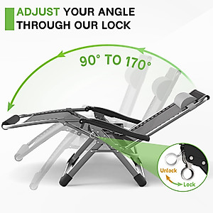 ZENPETIO 26In Zero Gravity Chair, Zero Gravity Recliner Lounge Chair for Indoor and Outdoor, Reclining Camping Chair for Lawn and Patio, Anti Gravity Chair w/Cushion, Cup Holder and Footrest, 440LBS