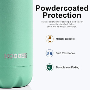 koodee Water Bottle 17 oz Stainless Steel Double Wall Vacuum Insulated Sports Water Bottle Leak-Proof Cola Shape Travel Water Flask (Aquamarine Blue)