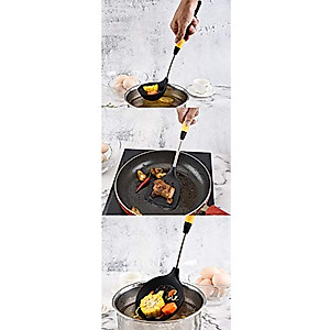 SDGH 7 Pcs New Silicone Kitchenware Non-Stick Kitchen Cooking Utensils Extended Design Stainless Steel Handle Kitchenware Sets (Color : E)