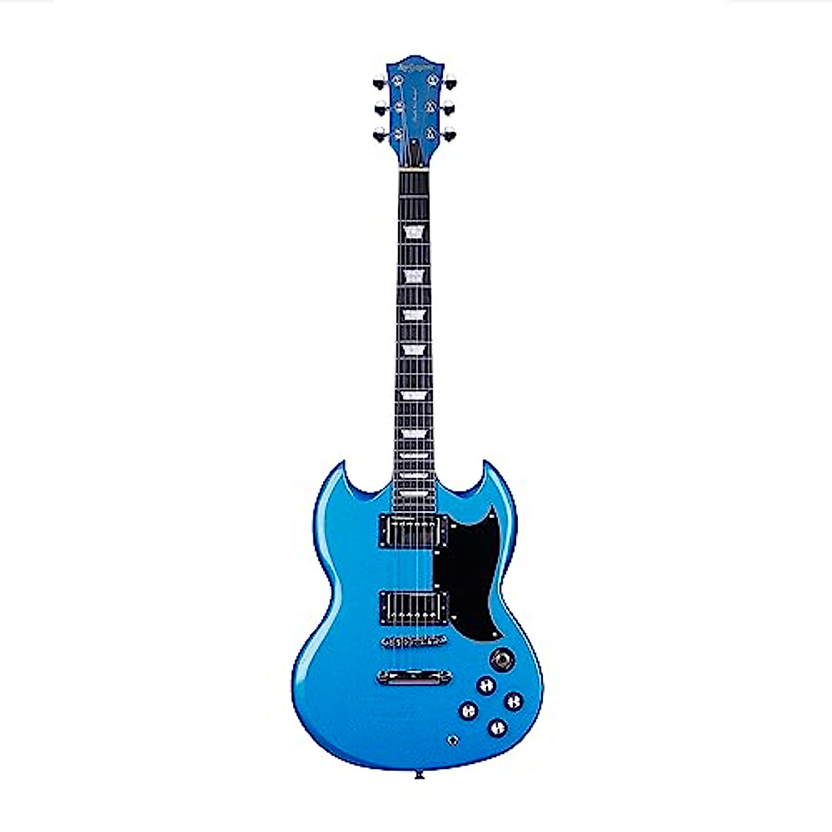 Leo Jaymz 39 Inch Double Cut Solid Body Electric Guitar - Poplar Wood Body，Maple Neck and Composite Ebony Fretboard (DC Navy Blue)
