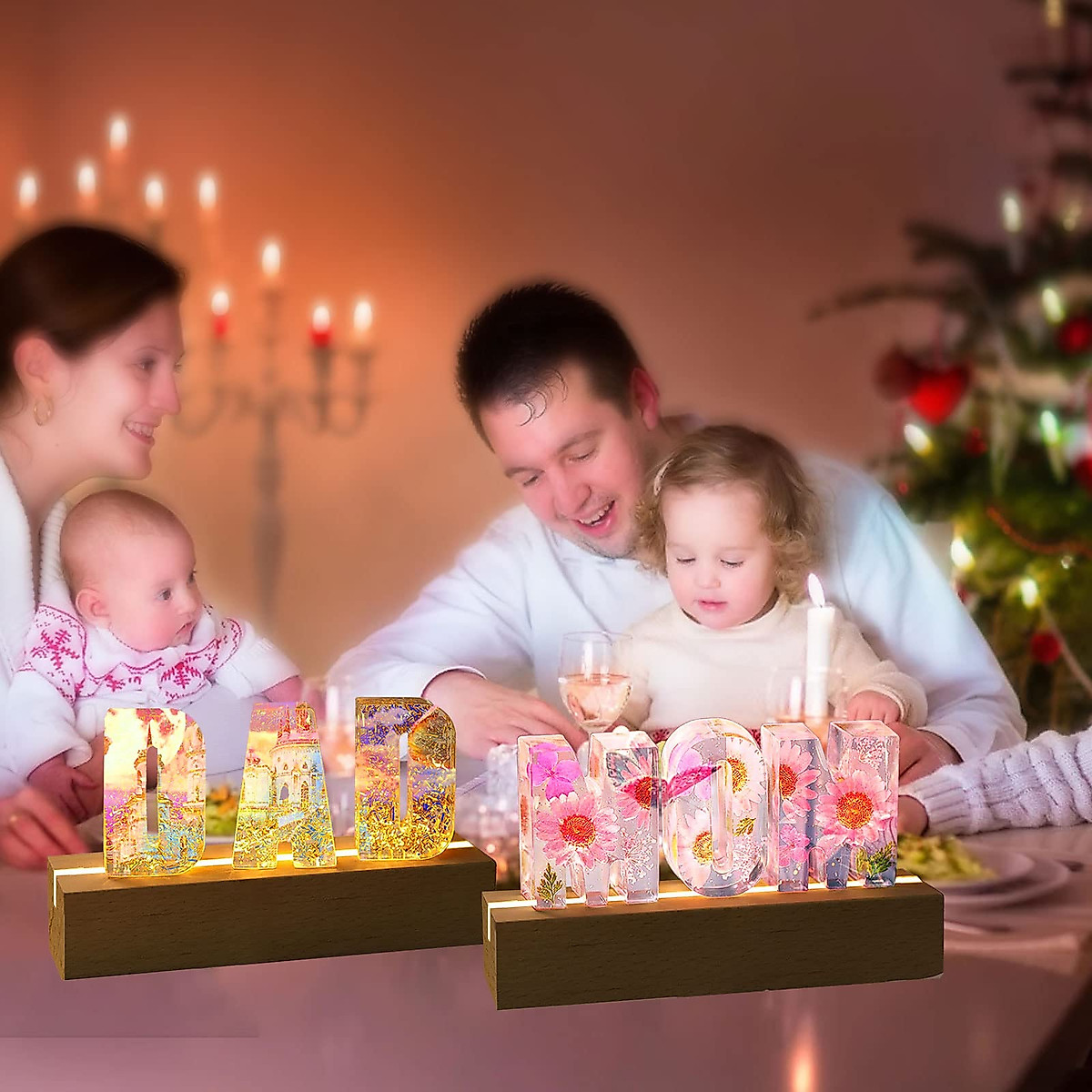 4.33 Inch Rectangle Display Pedestal, Wooden Light Display Stand LED Base Art Lights Display Pedestal Crystal Wood Lighted Base Stand for Crystal Display Glass Art Pedestal Paperweighs (4 Pcs)