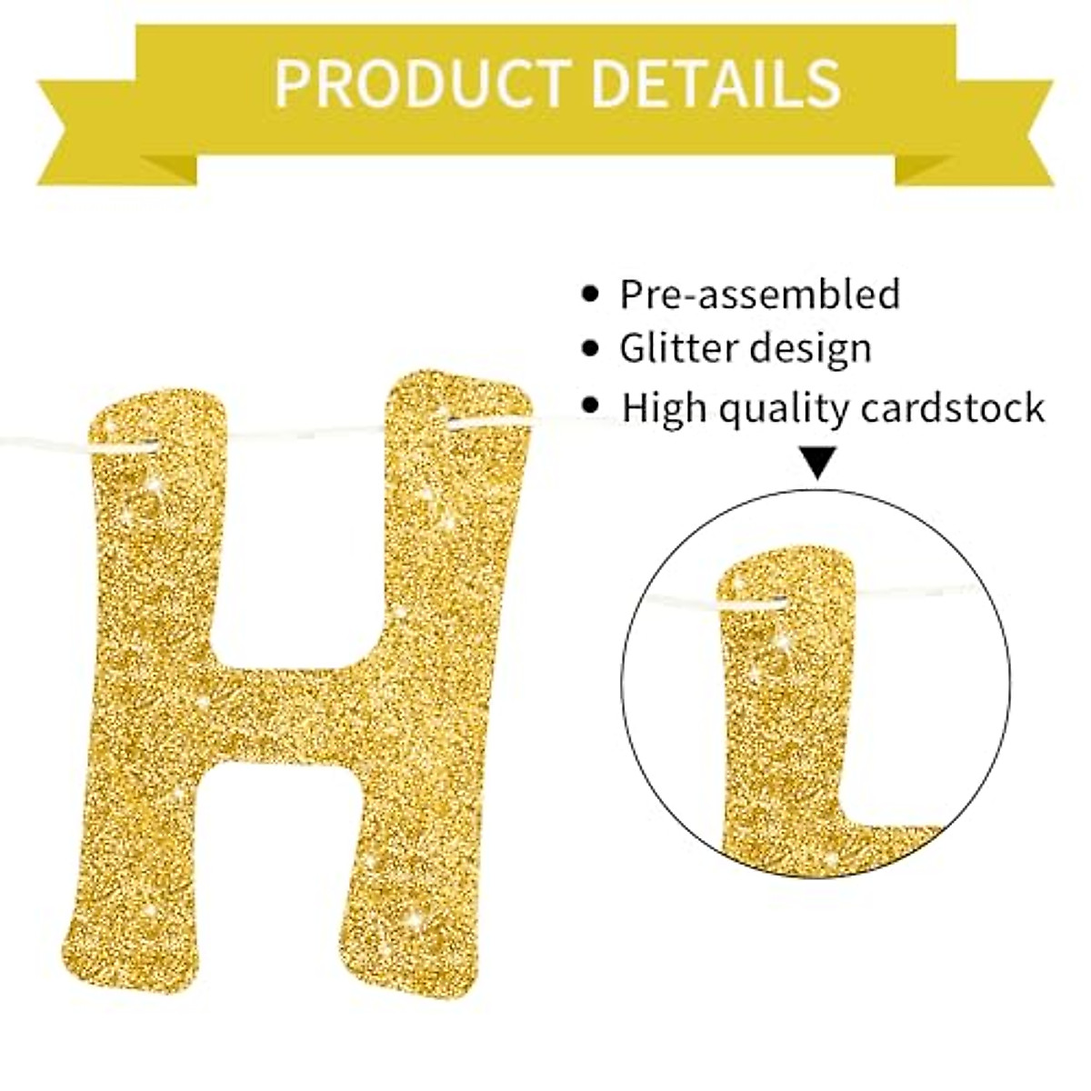 BEISHIDA Gold Holy Shit You're 50 Banner，NO DIY - Gold Holy Shit You're Old Banner,Pre-Strung - Gold Glitter Happy Birthday Garland,Gold Birthday Sign for 50th Party Decorations & Decor