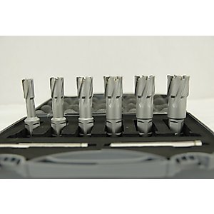BLUEROCK 6 Piece Set 1-3/8" Depth Tungsten Carbide Tip (TCT) Annular Cutter Bits for Magnetic Drill
