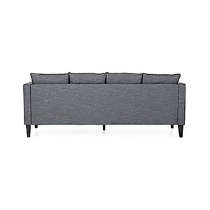 Christopher Knight Home Constance Contemporary 3 Seater Fabric Sofa, Charcoal + Dark Brown
