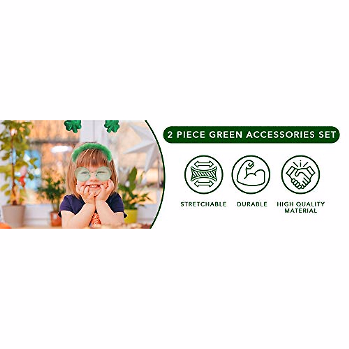 SunnyPro St Patricks Day Accessories Shamrock Headband Saint Patricks Glasses Sunglasses