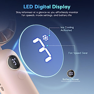 Hotsales Portable Handheld Fan, Powerful Hand Held Mini Fan, 3 Speed USB Rechargeable 5000mAh Battery Operated Fan, LED Display, Cooling Personal Fan Gifts for Women, Men, Travel, Camping, Outdoor