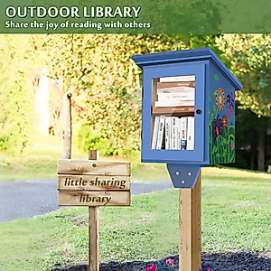 Ecoaterui Little Library Box Outdoor Free Library - Double Little Library Outdoor Box Storage with Shelf for Neighborhoods, Community, Schools Sharing Books, Literature, Flyers, Newspapers Art