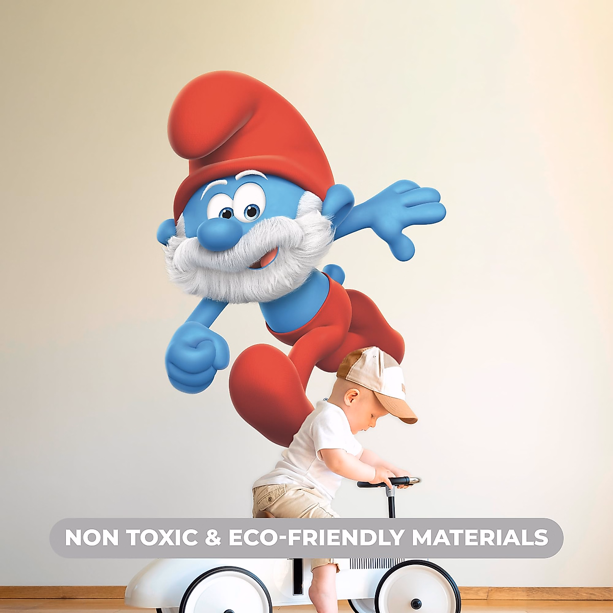 EGD Papa Smurf Smurfs Peel and Stick Wall Decal I EGD X The Smurfs Series I Baby Girl or Boy I Nursery Wall Decal for Baby Room Decorations I Mural Wall Decal Sticker (Wide 20"x 26" Height)