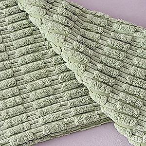 Fancy Homi 2 Packs Sage Green Decorative Throw Pillow Covers 18x18 Inch for Living Room Couch Bed Sofa, Soft Striped Corduroy Square Cushion Case 45x45 cm, Rustic Farmhouse Boho Home Decor
