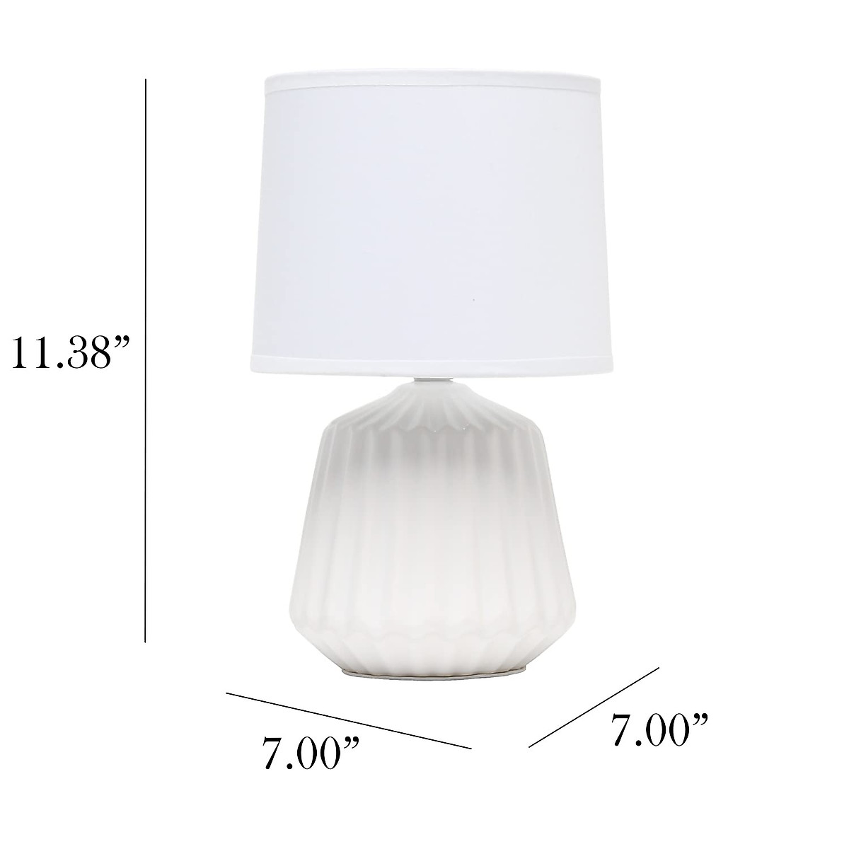 Simple Designs LT1120-OFF Petite Mini Pleated English Ceramic Base Table Lamp, Off White