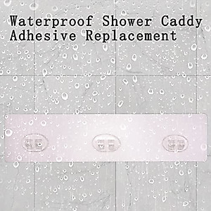 4 Pack Shower Caddy Adhesive for Replacement, Strong Transparent Adhesive for Shower Caddy Sticky Pads, No Drilling for Corner Shelf Basket, Bathroom Storage Shelves, Kitchen Racks and Soap Holder