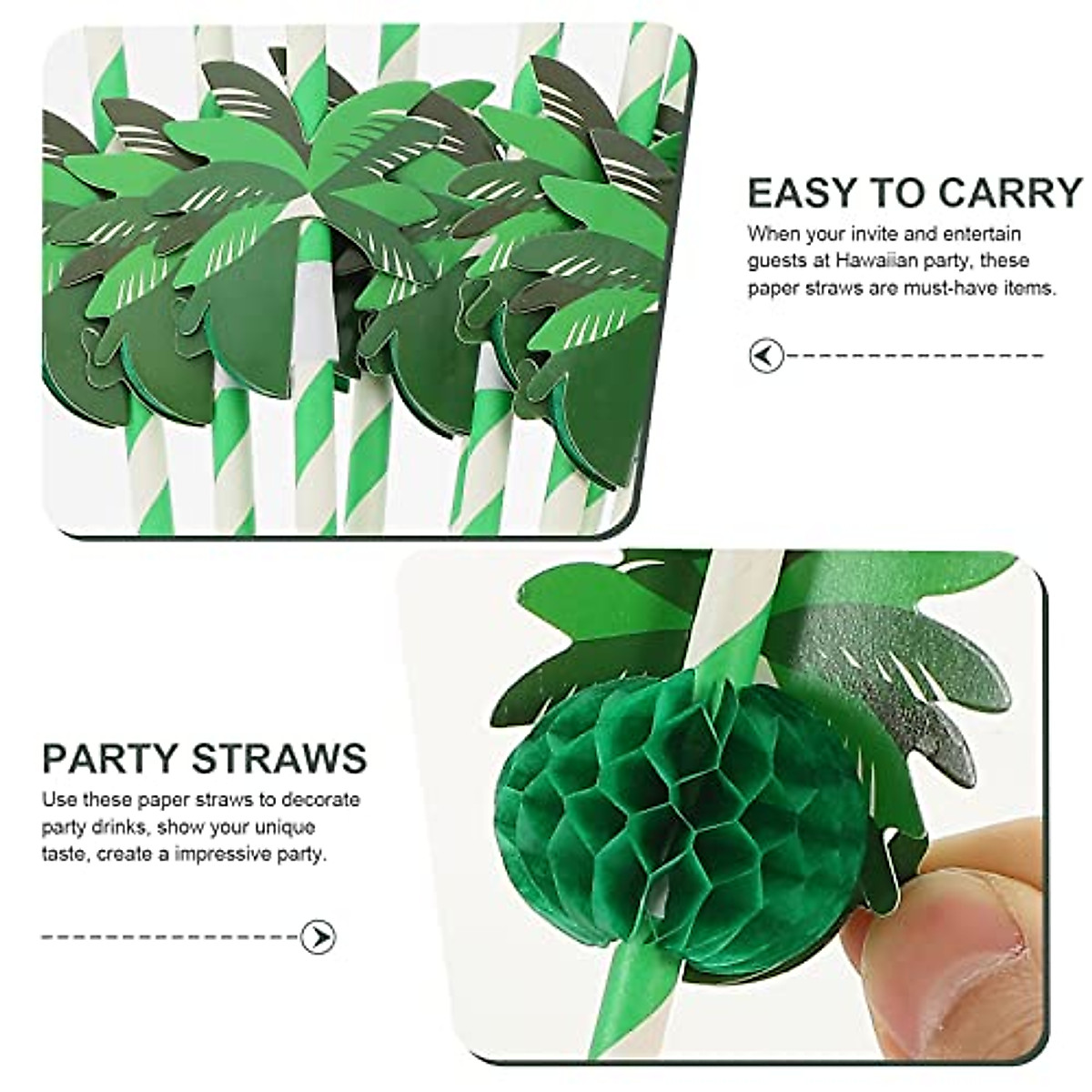 ABOOFAN Pineapple 50pcs Hawaiian Straws Paper Tropical Tree Straws Cocktails Drinking Straws Summer Beach Luau Party Supplies Luau Party Decorations