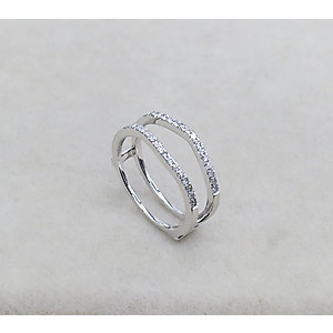 Dazzlingrock Collection Round White Diamond Wedding Enhancer Ring for Women (0.18 ctw) in Solid White Gold, Size 7