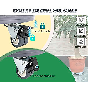 IVONNEY Large Plant Stand with Wheels, Adjustable Rolling Plant Caddy 14.6-20 Inch, Heavy Duty Plant Dolly with Wheels for Outdoor Planters, Garden Pot Mover (440lbs Capacity)