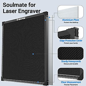 Mecpow Honeycomb Laser Bed, 650x650mm Honeycomb Working Table for Most Laser Engraver, Durable Steel Honeycomb Panel for Fast Heat Dissipation, Desktop-Protecting, 25.6'' x 25.6'' x 0.87''
