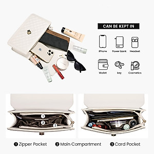 LOVEVOOK White Purse for Women Quilted Crossbody Bags with Chain Strap,Evening Handbag Clutch Purse 2023 New