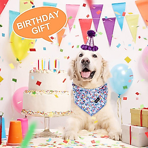 Gofshy XLarge Dog Bandanas Spring-4PCS Puppy Bandana Orange Pink Blue Floral Printing Dog Bib Handkerchief Scarf Breed Accessories for Large Dogs Pets Gift