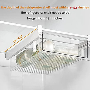 vacane Fridge Drawer with Removable 28 Grid Egg Tray, Clear Egg Drawer for Refrigerator Fridge Organizer Bins, Fridge Storage Container Under Shelf Holder for Fruit,Vegetable,Meat,Cheese