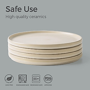 AmorArc Ceramic Dinnerware set, Service for 6 (12pcs), Stoneware Plates and Bowls Set,Highly Chip and Crack Resistant | Dishwasher & Microwave Safe, Matte-Ivory RusticStyle