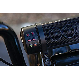 Kuryakyn 2720 MTX Road Thunder Weather Resistant Motorcycle Sound Bar Plus: 300 Watt Handlebar Mounted Audio Speakers with Bluetooth, USB Power Charger, Satin Black