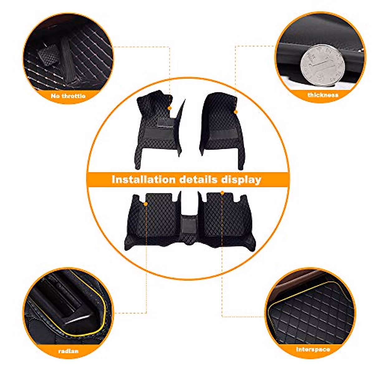 Leather car Mats Fit for Hatchback 4-Seat(No armrest Box) 04-13 Floor Mats Full Protection Car Accessories Coffee 3 Piece Set