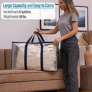 VENO 8 Pack Extra Large Moving Storage Bags with Zippers, Foldable Heavy-Duty Tote for Space Saving, Alternative to Moving Boxes, Packing Supplies, Plastic Storage Bins (Clear - Set of 8)