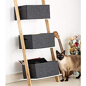 2 pack self-supporting collapsible felt storage basket in darkgrey for storaging and sorting of clothes, toys and office files