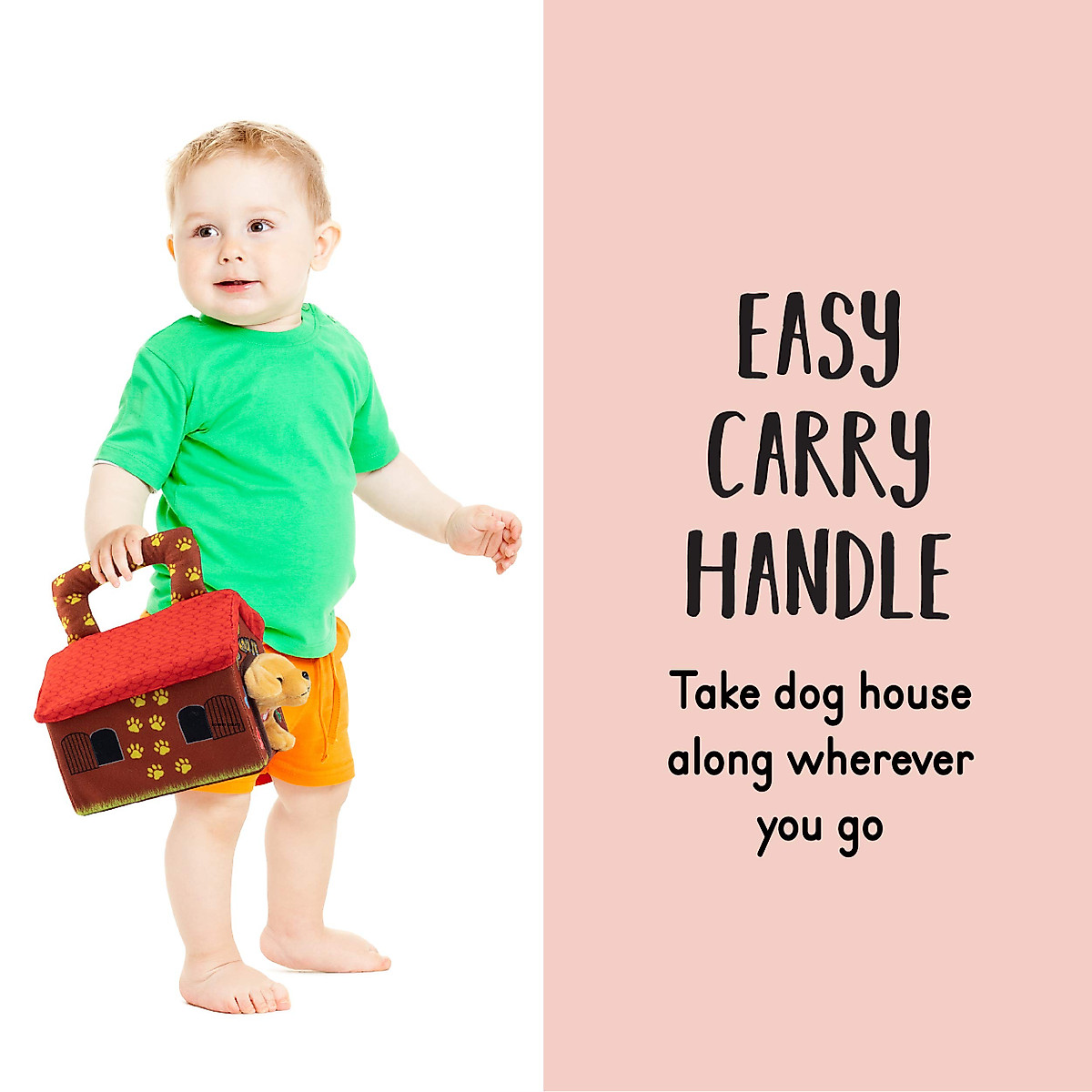 Plush Creations Talking Plush Dog House Carrier with 4 Soft & Cuddly, Talking & Barking, Stuffed Plush Dogs. Excellent Interactive and Educational Plush Toy Set. Great Gift for Kids Toddlers & Babies