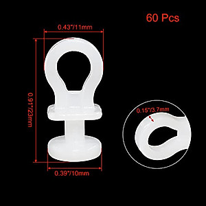 Rierdge Plastic Curtain Glider Track Carrier Slide Rollers, 60Pcs