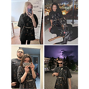 Aelfric Eden Graphic Tees Shirts Oversized Doberman T Shirt Doggy Washed Streetwear Unisex Crewneck Summer Tops Black XL