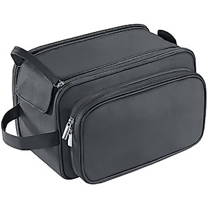 BURUIS Extra Large Toiletry Bag for Men, Travel Toiletry Organizer Dopp Kit Water-resistant Shaving Bag, PU Leather Cosmetic Organizer Bathroom Shower Bag for Toiletries, Grooming, Accessories (Black)