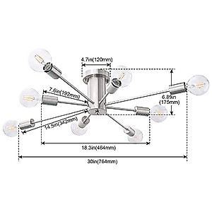 ALISADABOY Brushed Nickel 10 Light Sputnik Chandelier & 8 Light Nickel Sputnik Ceiling Light Fixture for Dining Room, Living Room, Kitchen, Entryway, Bedroom