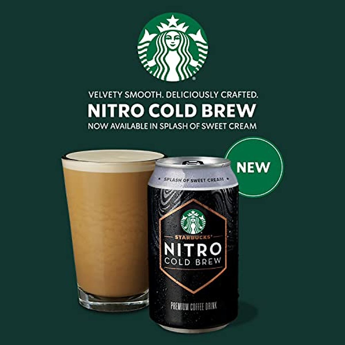 Starbucks - RTD Coffee Nitro Cold Brew, Splash of Sweet Cream, 9.6oz 8pk, Brown