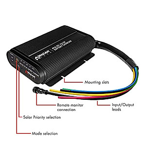 Wagan EL7411 12V 40A DC to DC Battery Charger with Solar Input MPPT Controller for SLA, Flooded, Gel, AGM, Calcium and Lithium, Using Multi-Stage Charging in RVs, Vehicles, Boats and Yachts