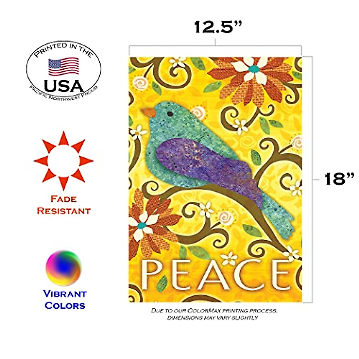 Toland Home Garden 1110071 Bird Of Peace Bird Flag 12x18 Inch Double Sided Bird Garden Flag for Outdoor House Flag Yard Decoration