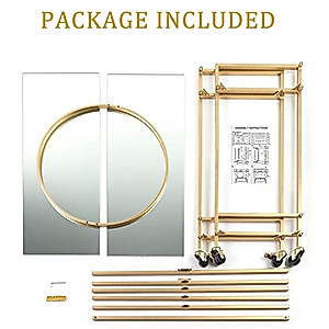 EonBon Gold Mirror Rolling Serving Bar Cart on Lockable Wheels, Wine Drink Liquor Cart Stand for Home Kitchen, Bar, Living Room, Club Party, Christmas, New Year
